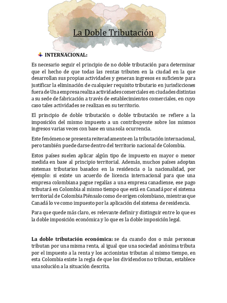 La Doble Tributación | PDF | Impuestos | Doble imposición