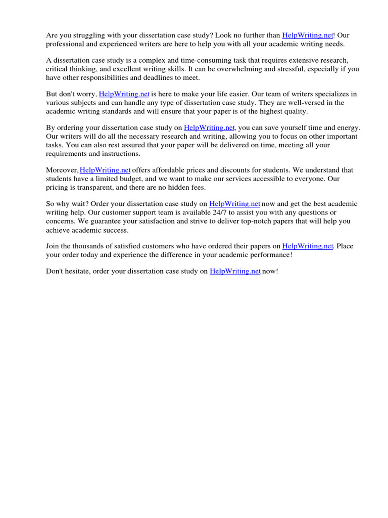 Order Your Dissertation Case Study On | PDF | Thesis | Information