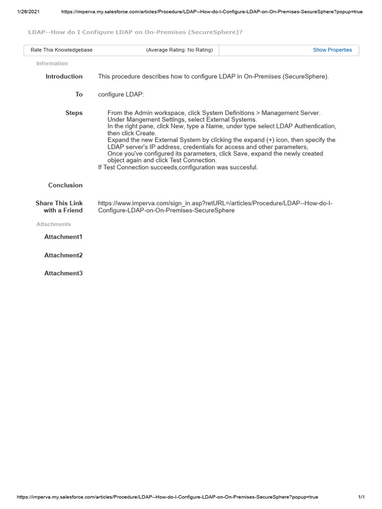 LDAP How Do I Configure LDAP On On Premises SecureSphere | PDF