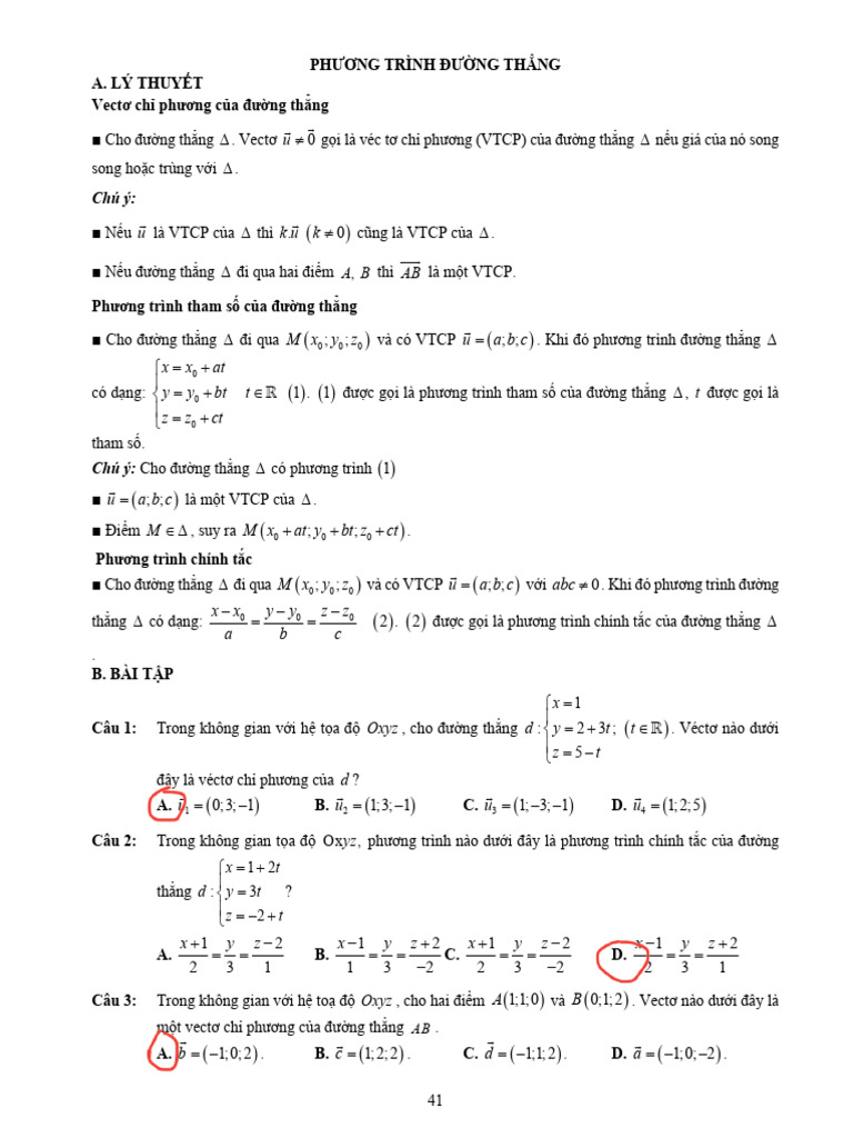 B29.Phuong Trinh Duong Thang | PDF