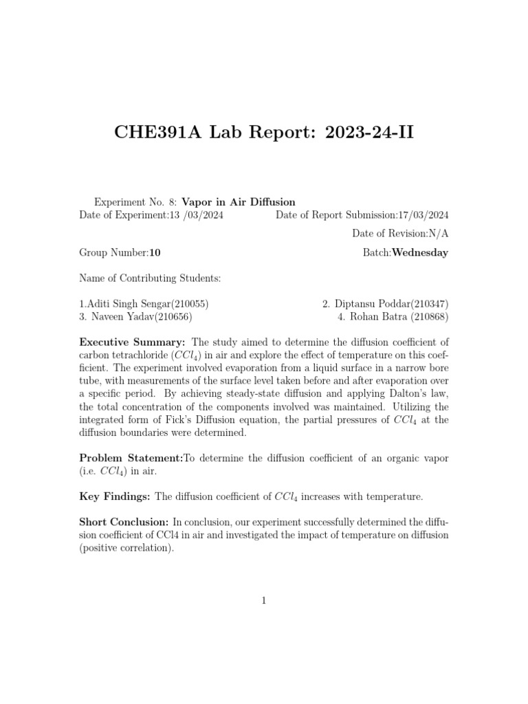 UoP Lab | PDF | Diffusion | Gases