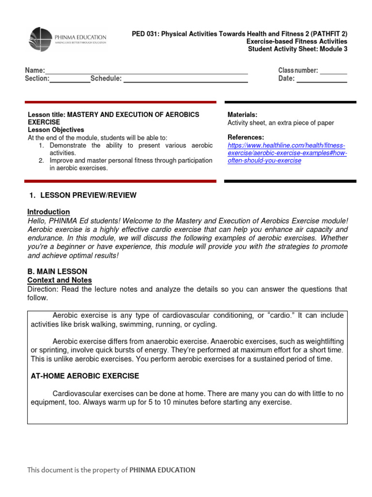 PED 031 SAS Module 3 | Download Free PDF | Physical Fitness | Aerobic ...