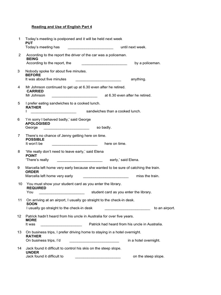 English Grammar Transformation Practice | PDF
