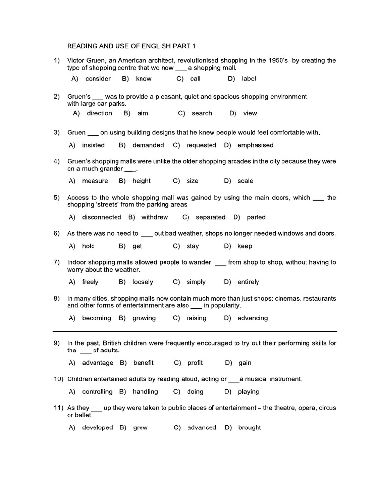 Part 1 First Activity Reading and Use of English First S | PDF