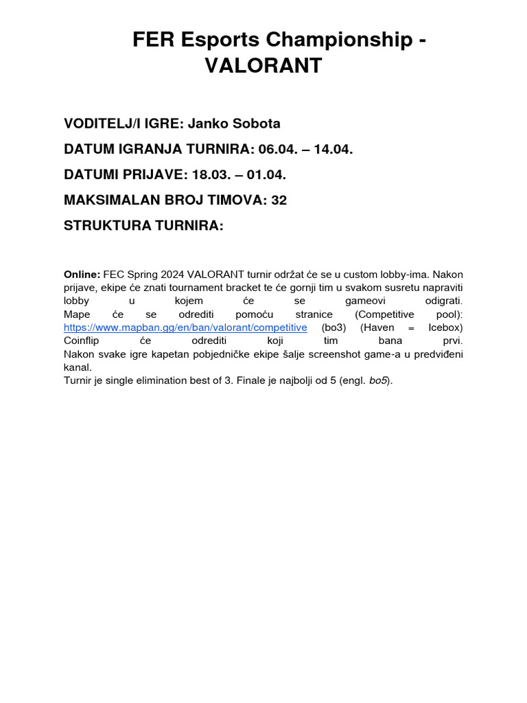 FEC Spring VALORANT Propozicije | PDF