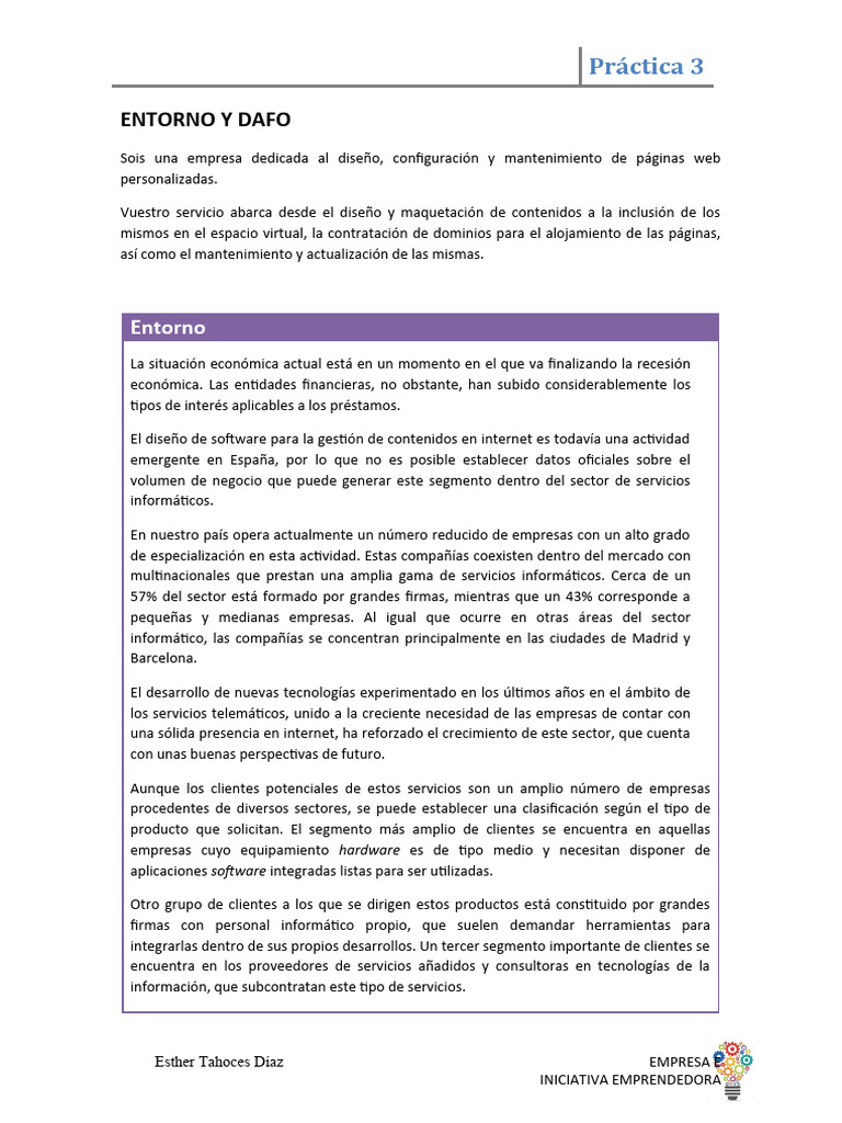 EIE - FICHA 3 - Entorno y DAFO | PDF | Business | Análisis FODA
