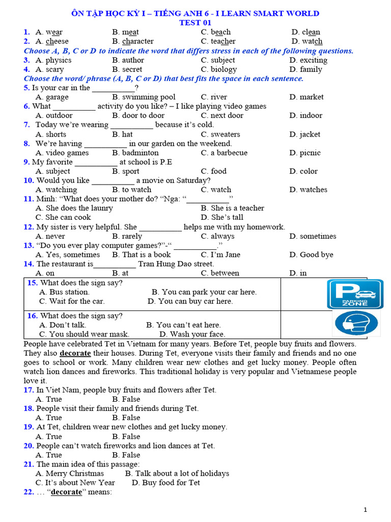 De On Tap Anh 6 | PDF | Foods | Cuisine