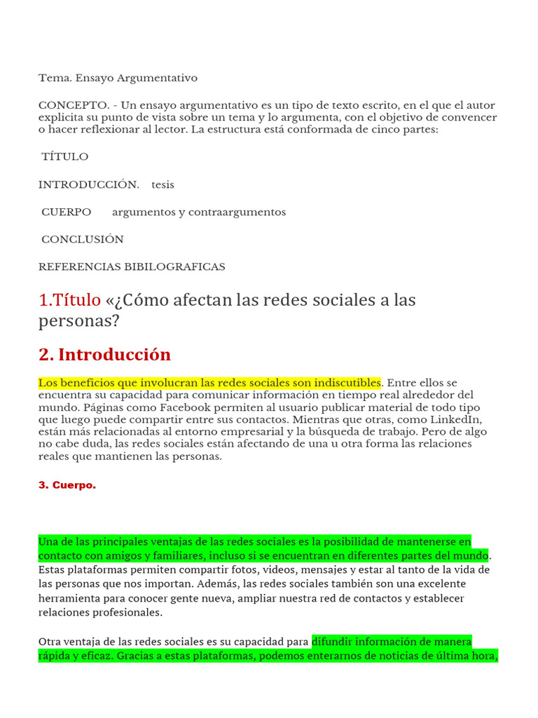 Introducción a un ensayo argumentativo | PDF | Servicio de redes ...