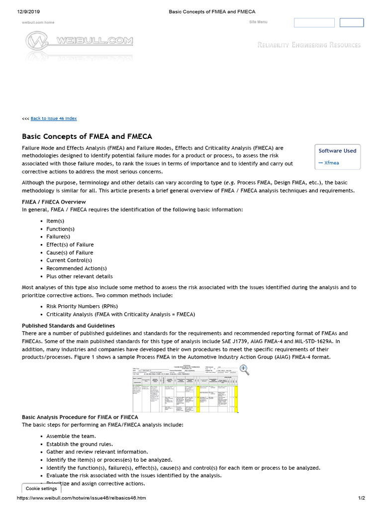 Basic Concepts of FMEA and FMECA | PDF