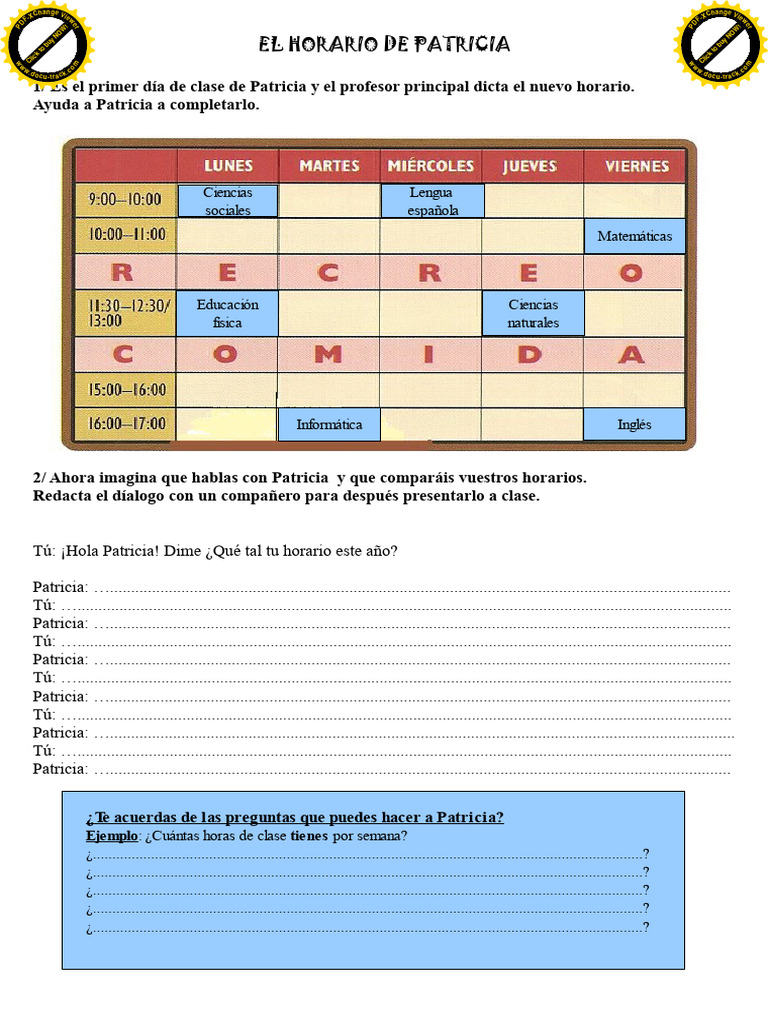 Document 4 El Horario de Patricia | PDF