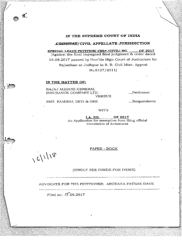 Bajaj Vs Rambha Devi SLP | PDF