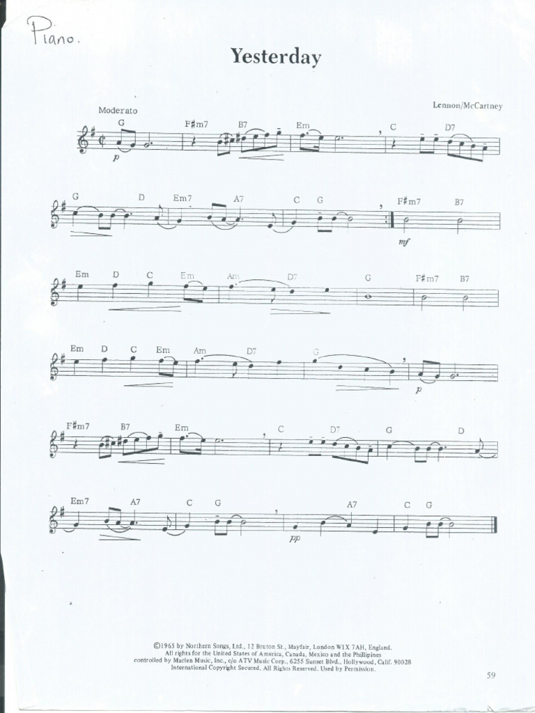 Yesterday X C Inst | PDF