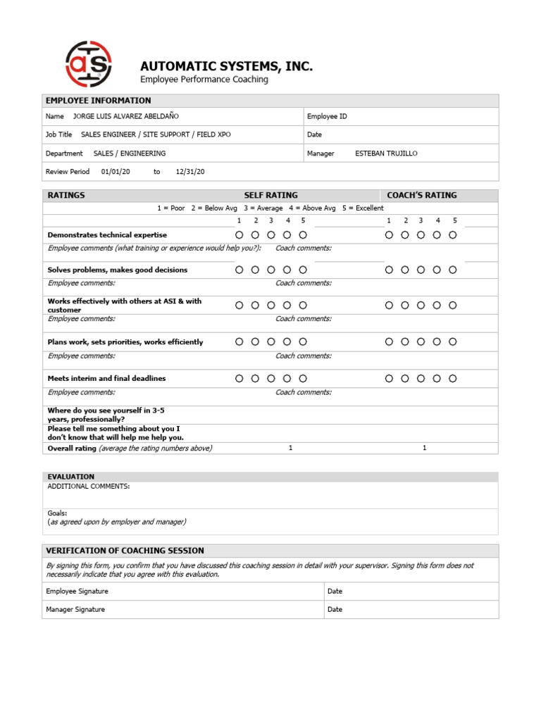 blank Coaching Form | PDF