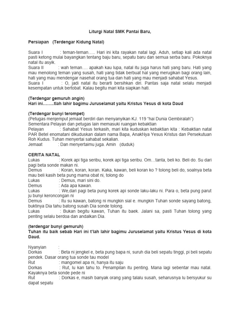 Liturgi Natal SMK N Panbar 2024 | PDF