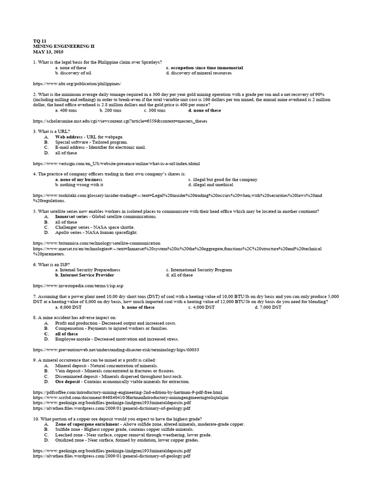 TQ11 | PDF | Mining | Petroleum