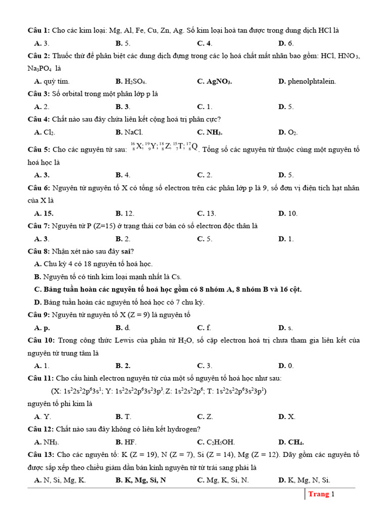 Đề Hsg 10 Lần 1 m | PDF