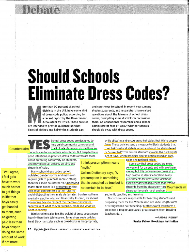 Kami Export - Isabella Hernandez - Should Schools Eliminate Dress Codes | PDF | Hairstyle ...