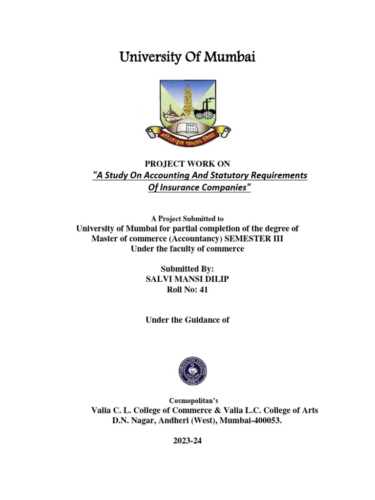 Mansi Salvi Project | PDF | Insurance | Life Insurance