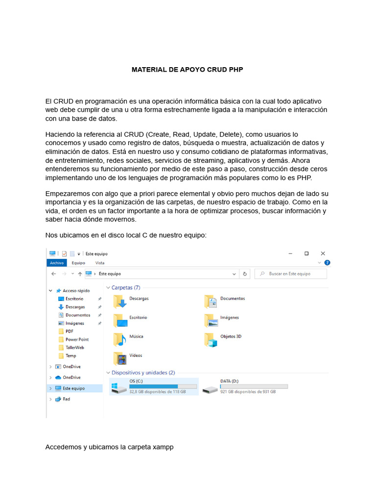 Material de Apoyo Crud PHP - Diplomado Desarrollo Web | PDF | Archivo de computadora | Php