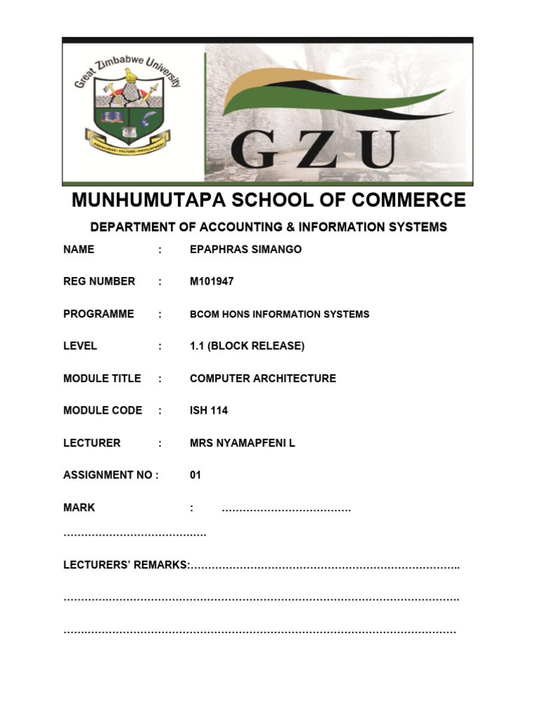 Epaphras Simango Computer Architecture Assignment | PDF | Bit ... Epaphras Simango Computer Architecture Assignment | PDF | Bit ...