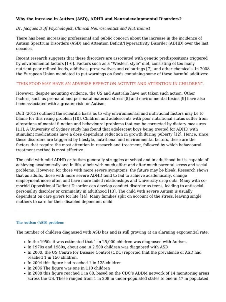 Why The Increase in Autism (ASD), ADHD and Neurodevelopmental Disorders ...