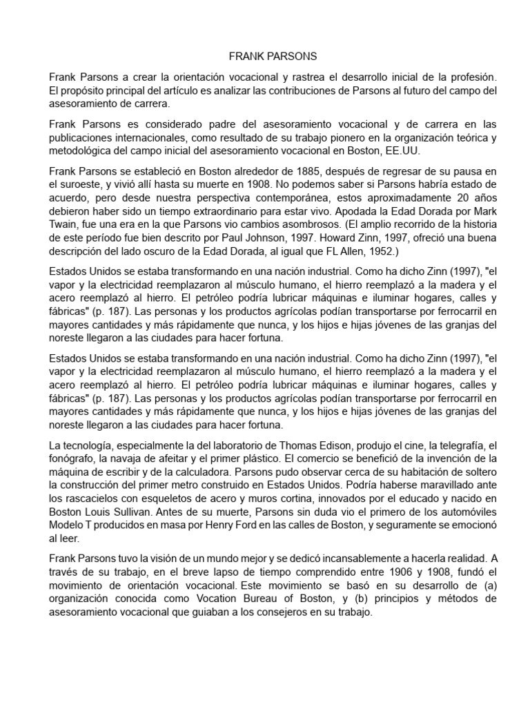 Frank Parsons | PDF | Viajes y turismo