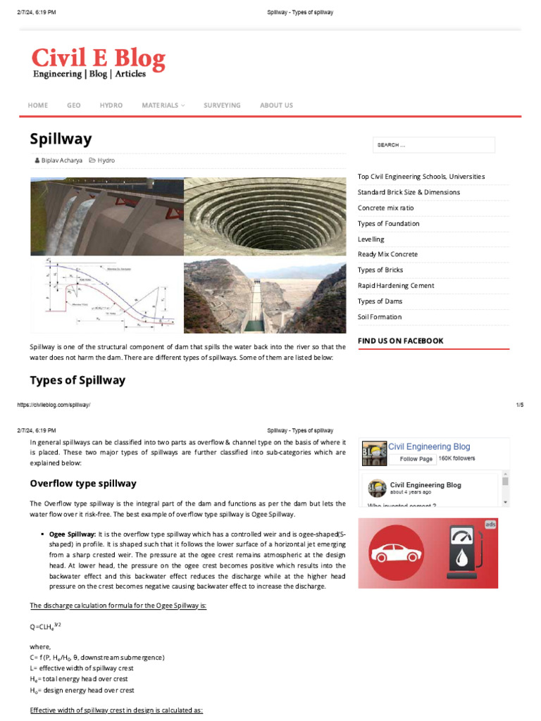 Spillway - Types of Spillway | PDF | Spillway | Dam