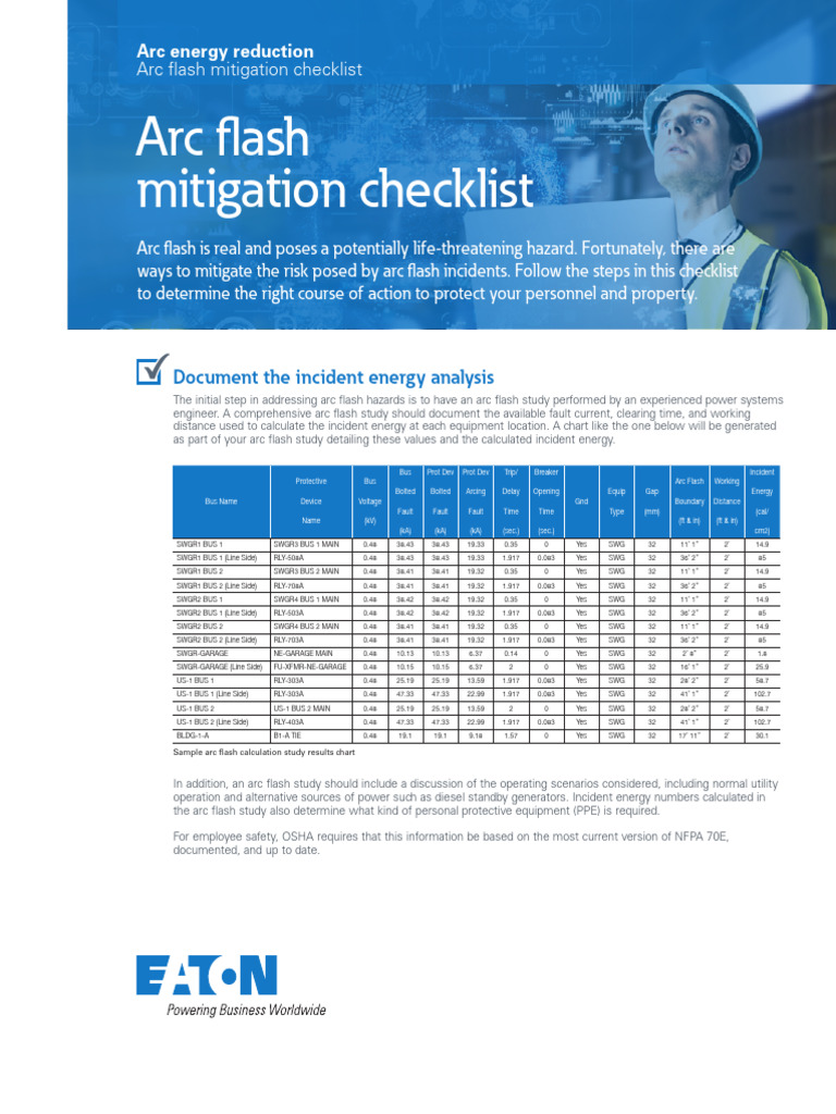 Eaton Arc Flash Mitigation Checklist Mz083086en | PDF | Electrical ...
