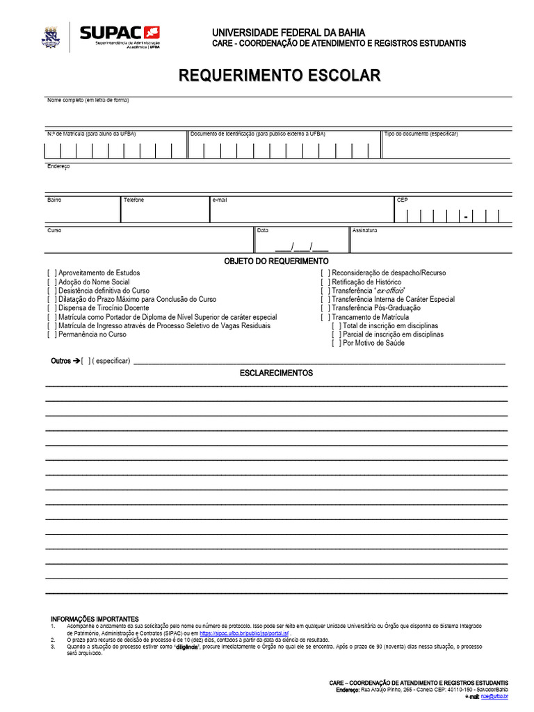 Requerimento Escolar 1 | PDF