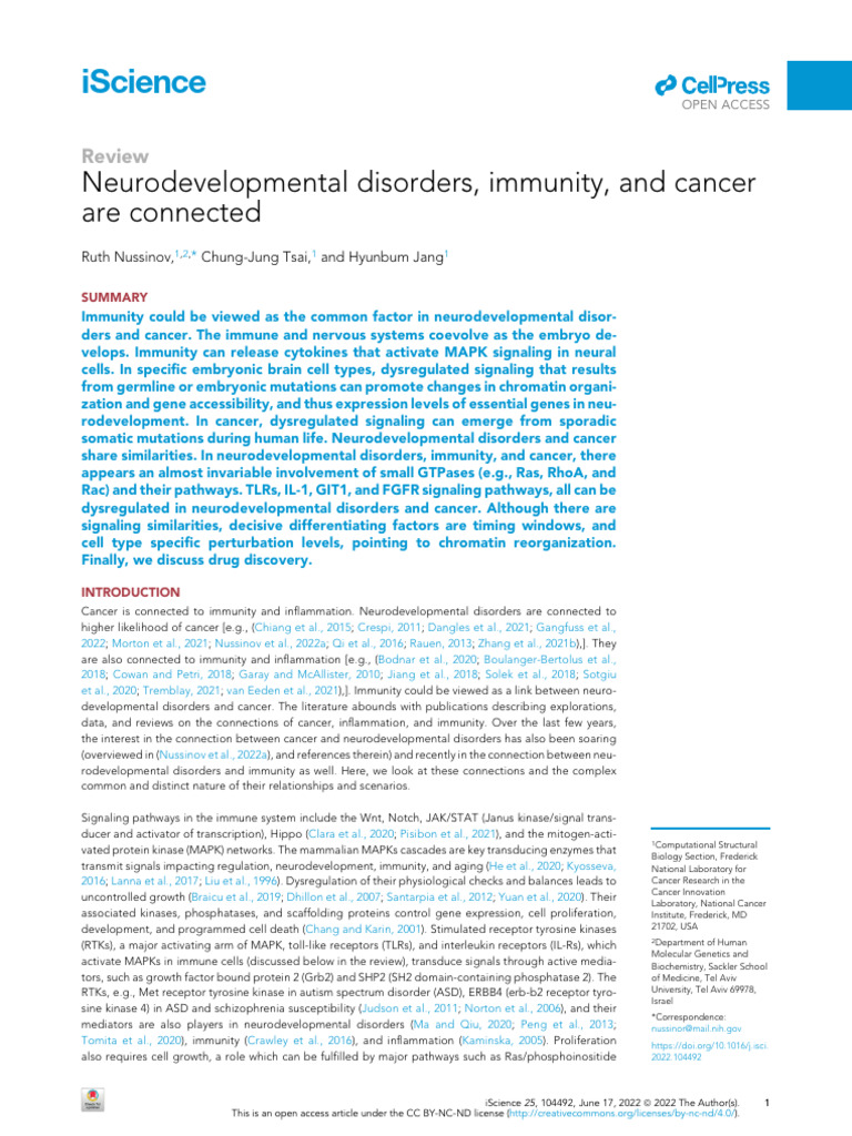 Neurodevelopment, Immunity, and Cancer Links | PDF | Mitogen Activated ...