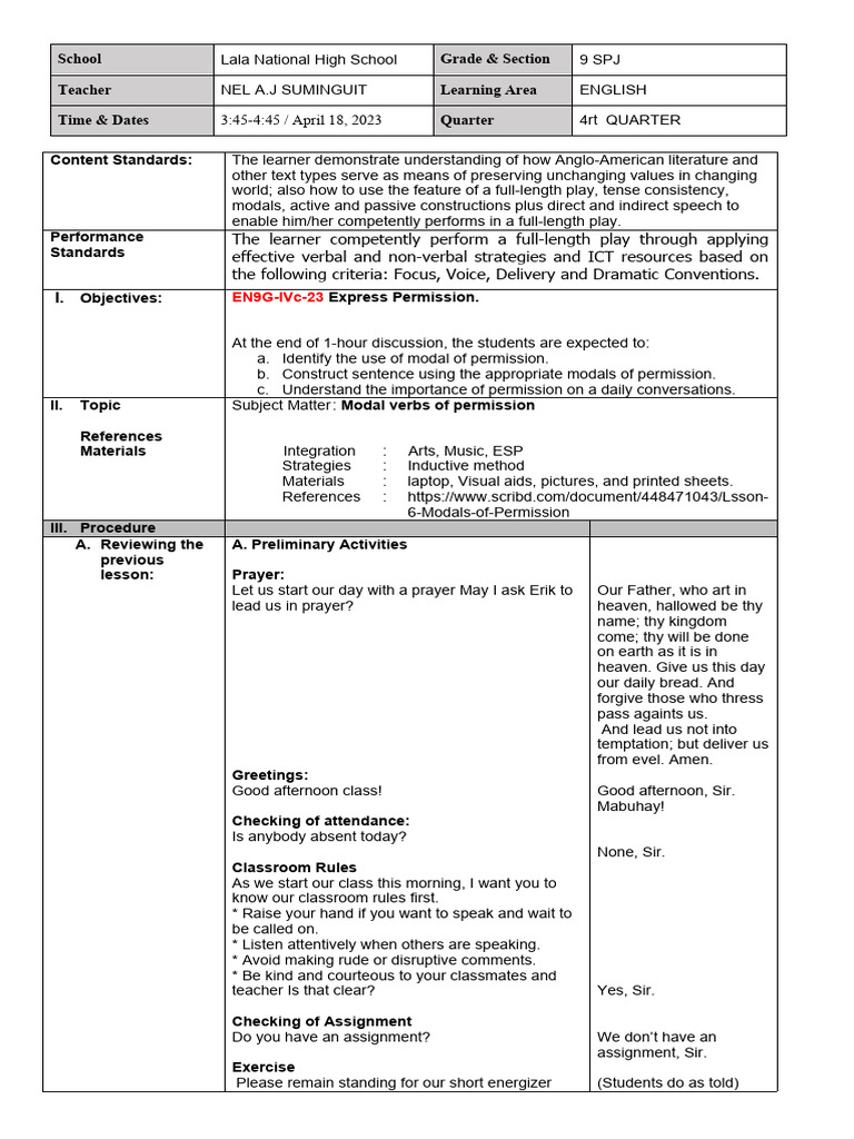 Modals of Permission Formal | PDF | Verb | Linguistic Morphology