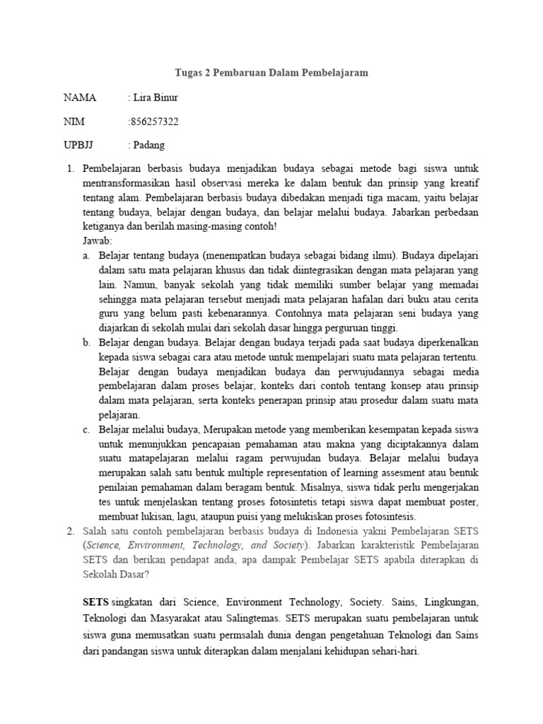 Tugas 2 Pembaruan Dalam Pembelajaram | PDF