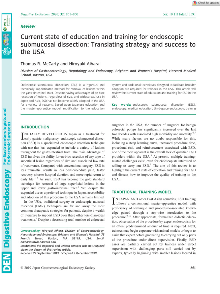 Digestive Endoscopy - 2019 - McCarty - Current State of Education and ...