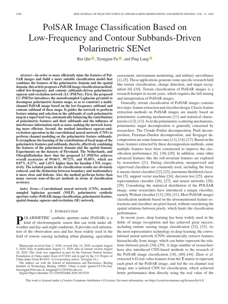 Qin Et Al - 2020 - PolSAR Image Classification Based On Low-Frequency and Contour Subbands ...