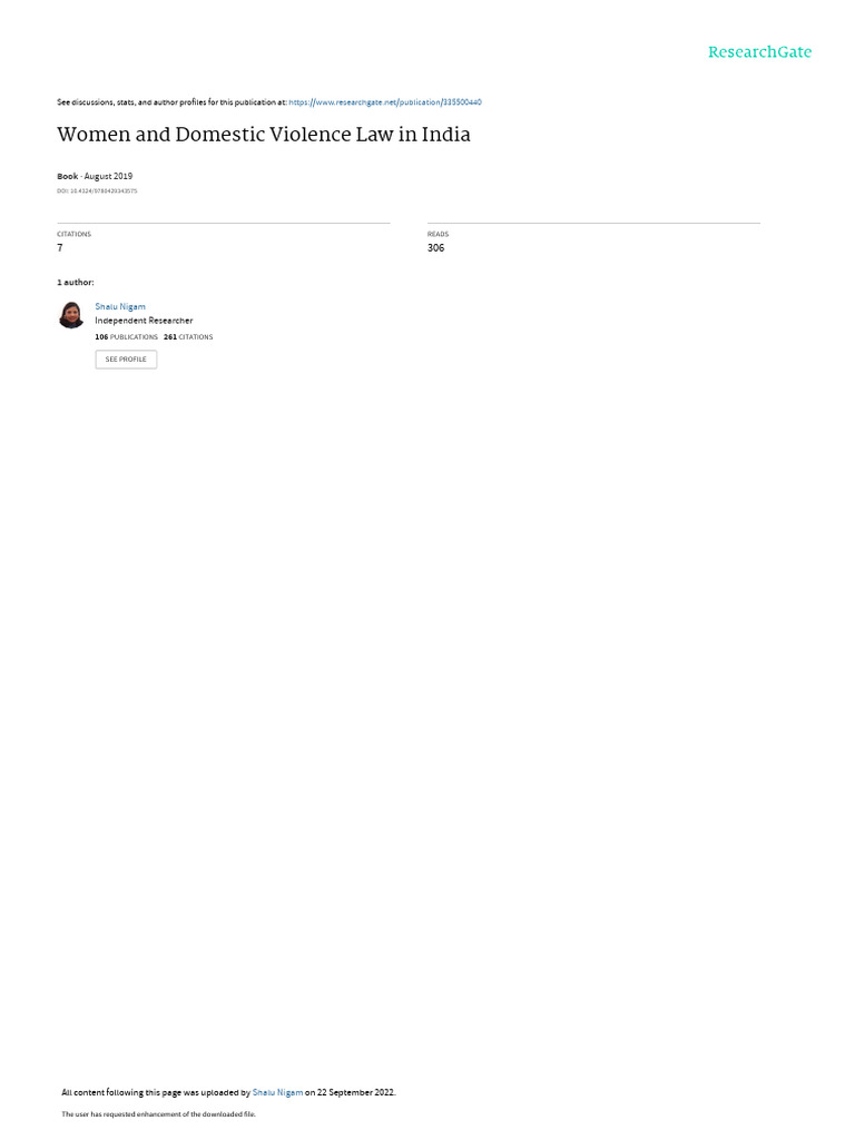 Women And Domestic Violence Law In India Pdf Domestic Violence