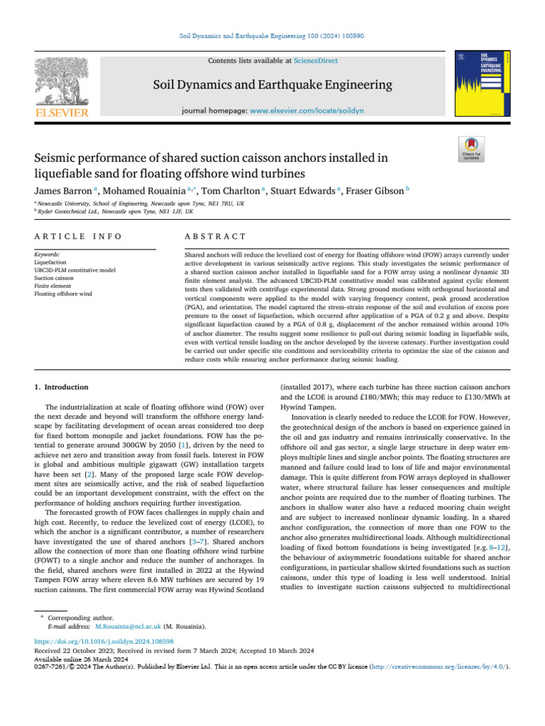 Seismic Performance of Shared Suction Caisson Anchors - 2024 - Soil ...