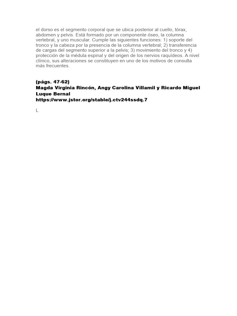 El Dorso Es El Segmento Corporal Que Se Ubica Post | PDF