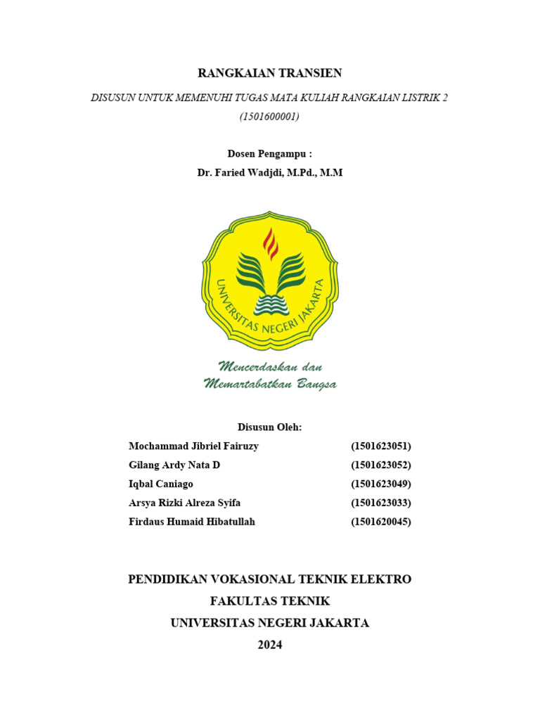 Kelompok 1 - RL 2 - Rangkaian Transien-1 | PDF | Sains & Matematika