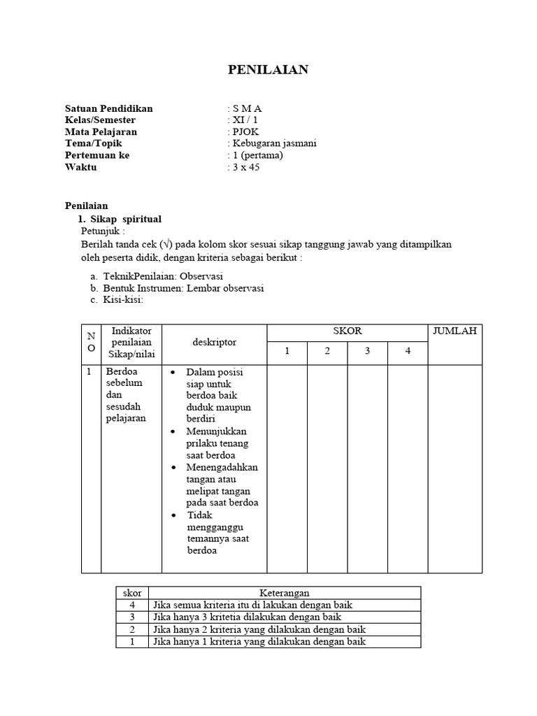 Penilaian Kebugaran Jasmani | PDF