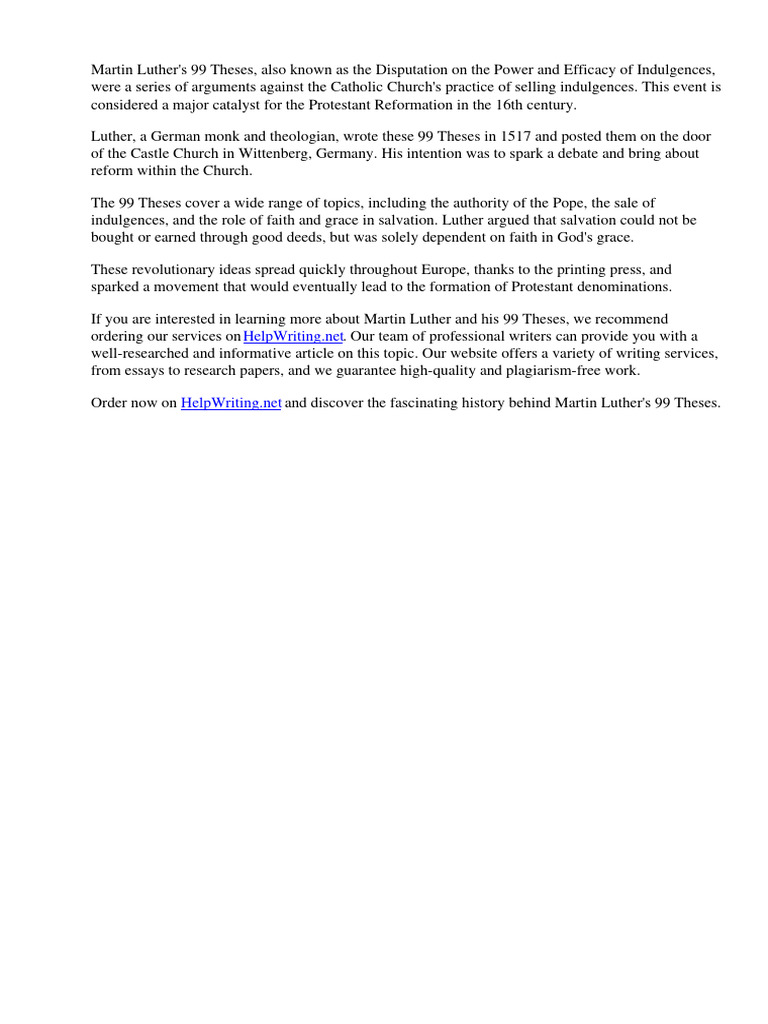 Martin Luther's 99 Theses | PDF | Indulgence | Martin Luther