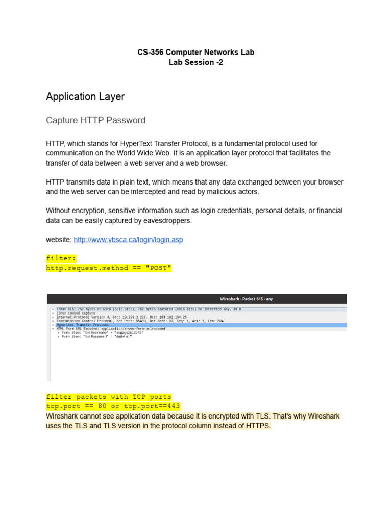 CS-356 Computer Networks Lab 2 | PDF | Internet Protocol Suite | Port (Computer Networking)