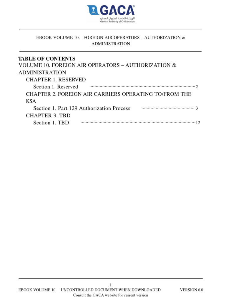 Volume 10. Foreign Air Operators - Authorization and Administration ...