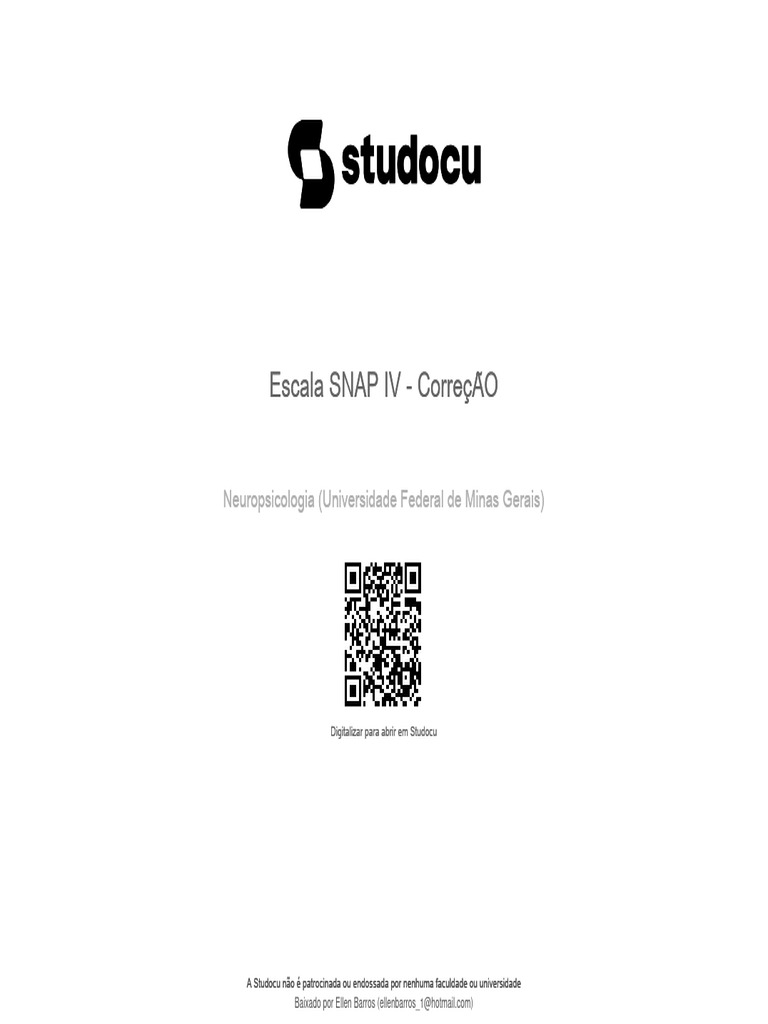Correção da Escala SNAP-IV para TDAH | PDF | Transtorno de déficit de ...