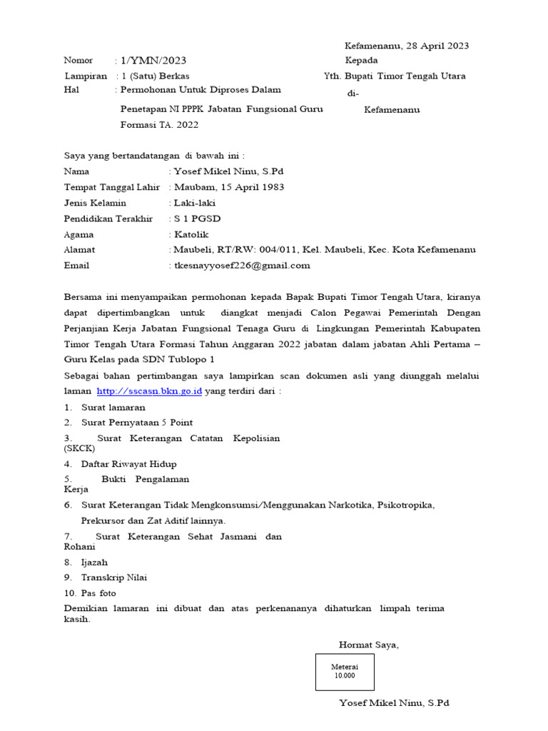 Contoh Surat Lamaran Dan Pernyataan 5 Point | PDF Contoh Surat Lamaran Dan Pernyataan 5 Point | PDF