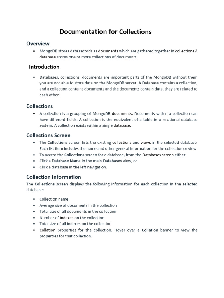 Collection Creation | PDF | Databases | Database Index