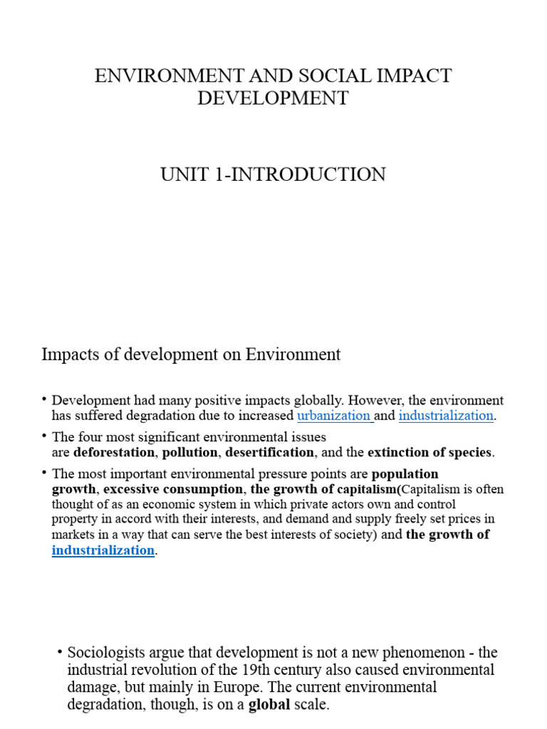 ESIA-Unit 1 | PDF | Life Cycle Assessment | Environmental Impact Assessment