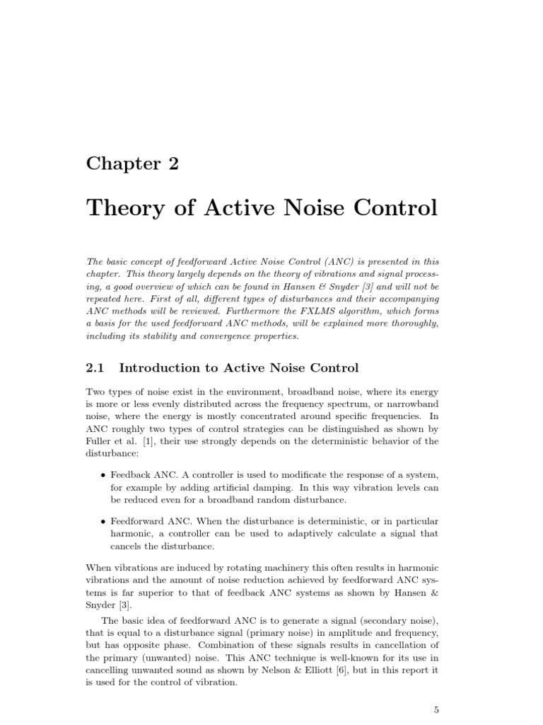 Theory of Active Noise Control | PDF | Noise | Mean Squared Error