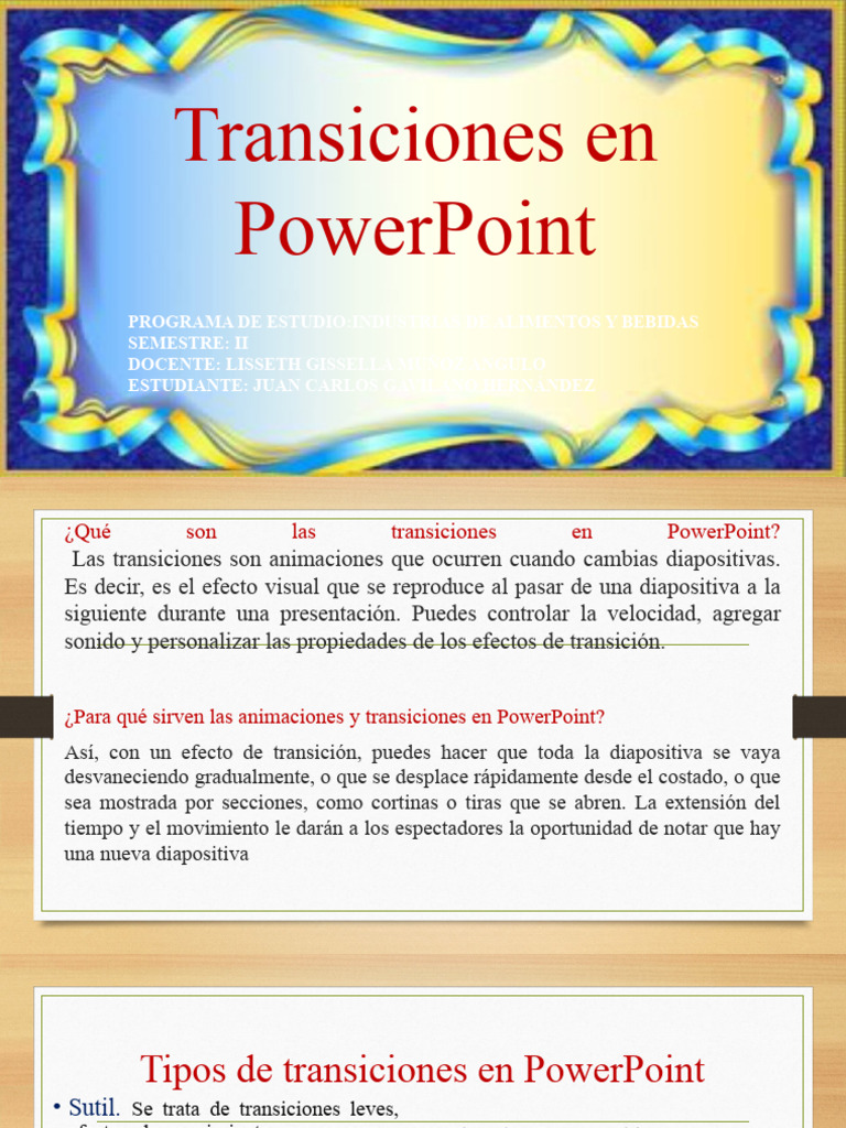 Transiciones en PowerPoint JUAN CARLOS | PDF | Microsoft PowerPoint