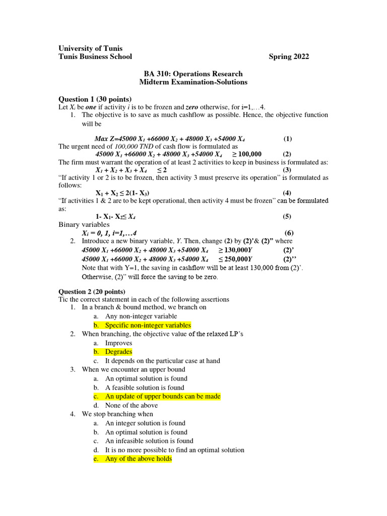 Midterm OR 2022 Correction | PDF | Mathematical Analysis | Theoretical Computer Science
