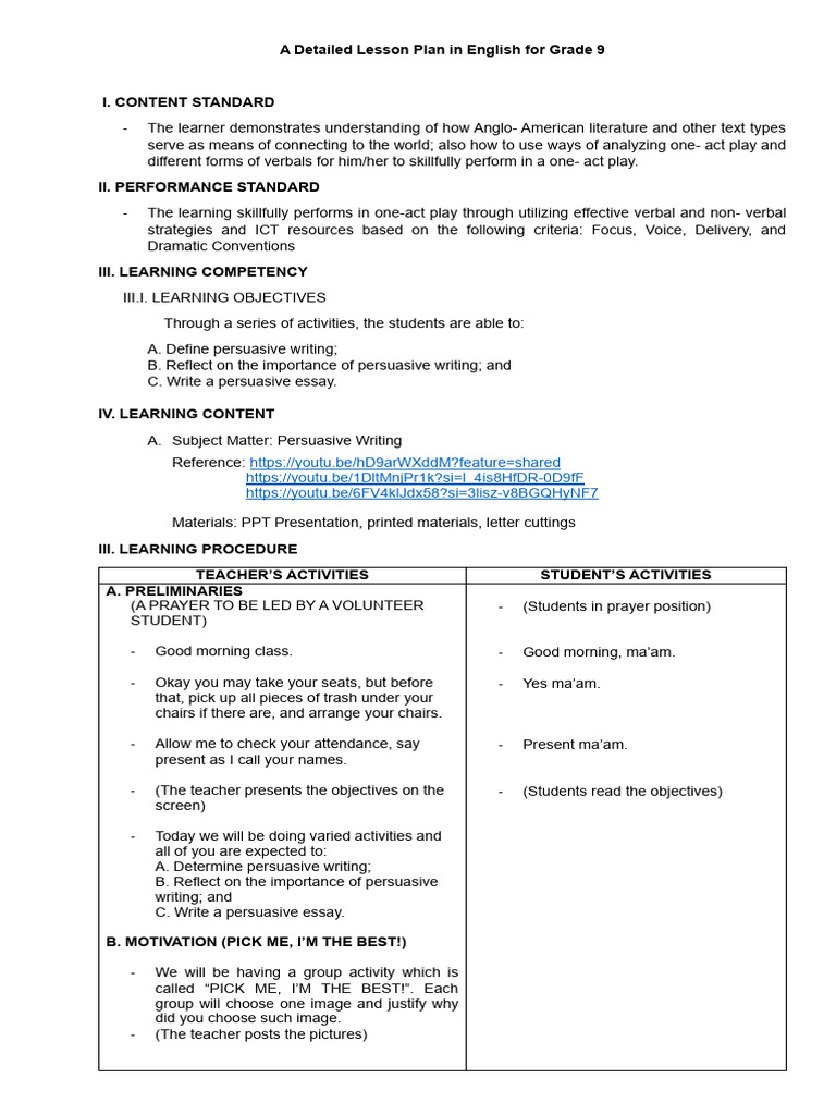 Persuasive Writing | PDF | Lesson Plan | Persuasion